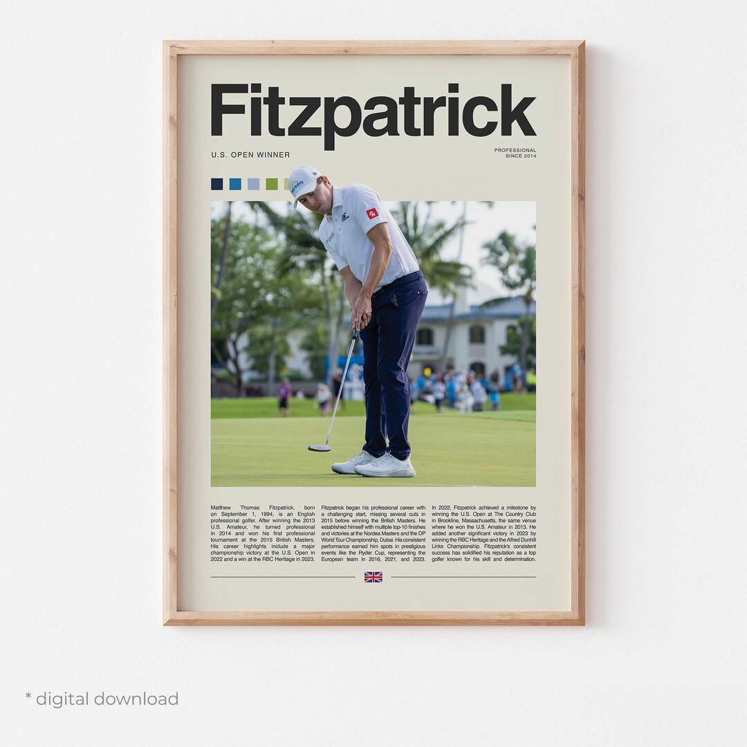 Matt Fitzpatrick Golf Poster – Golf Art Print for Fitzpatrick Fans ...