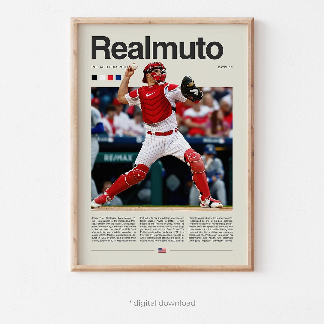 JT Realmuto Poster – Baseball Wall Art Digital Download, High ...