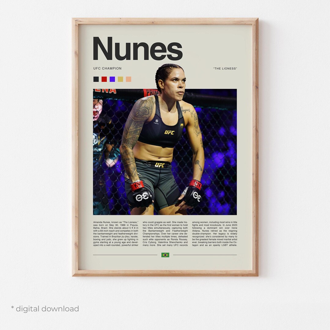 Amanda Nunes Poster – MMA Wall Art Digital Download, UFC Fighter Print ...