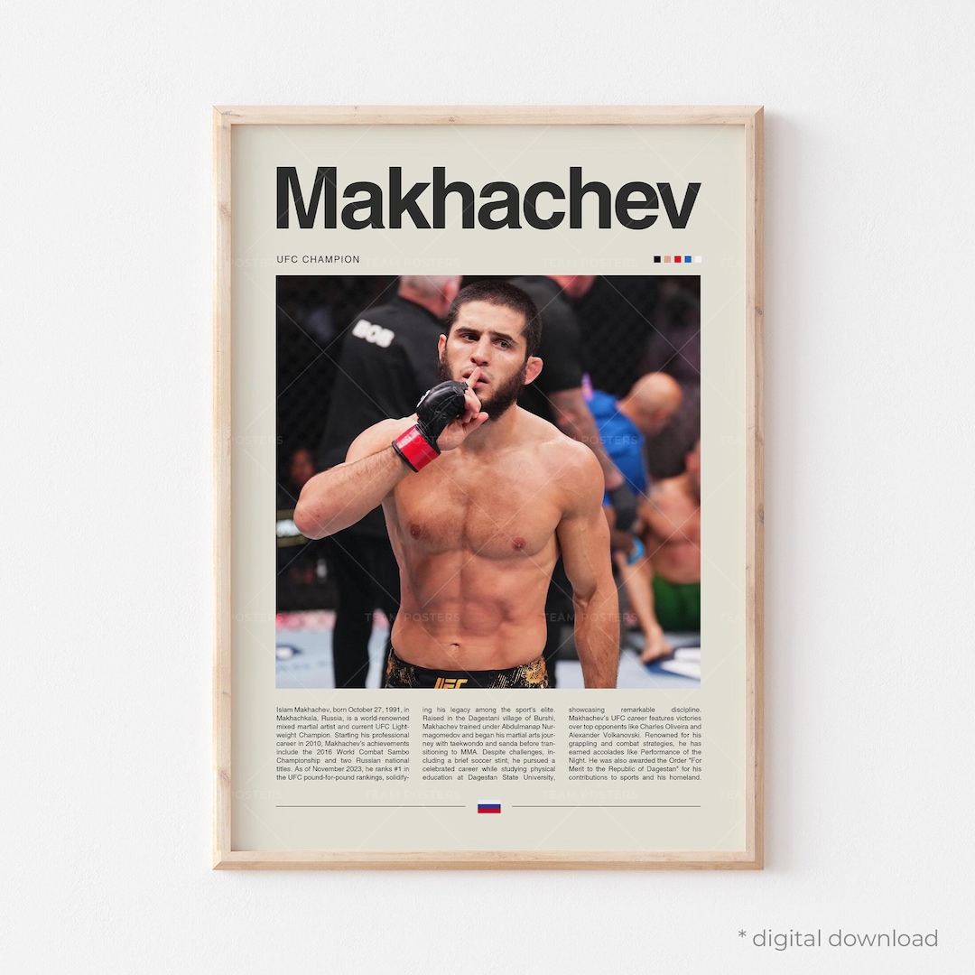 Islam Makhachev Poster – MMA Poster, Makhachev UFC Fighter Wall Art ...