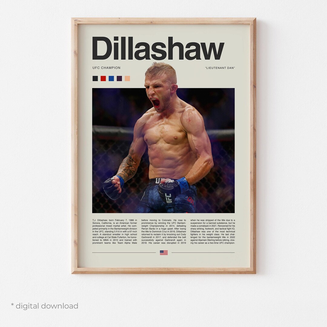 TJ Dillashaw Poster – MMA Wall Art Digital Download, UFC Fighter Print ...