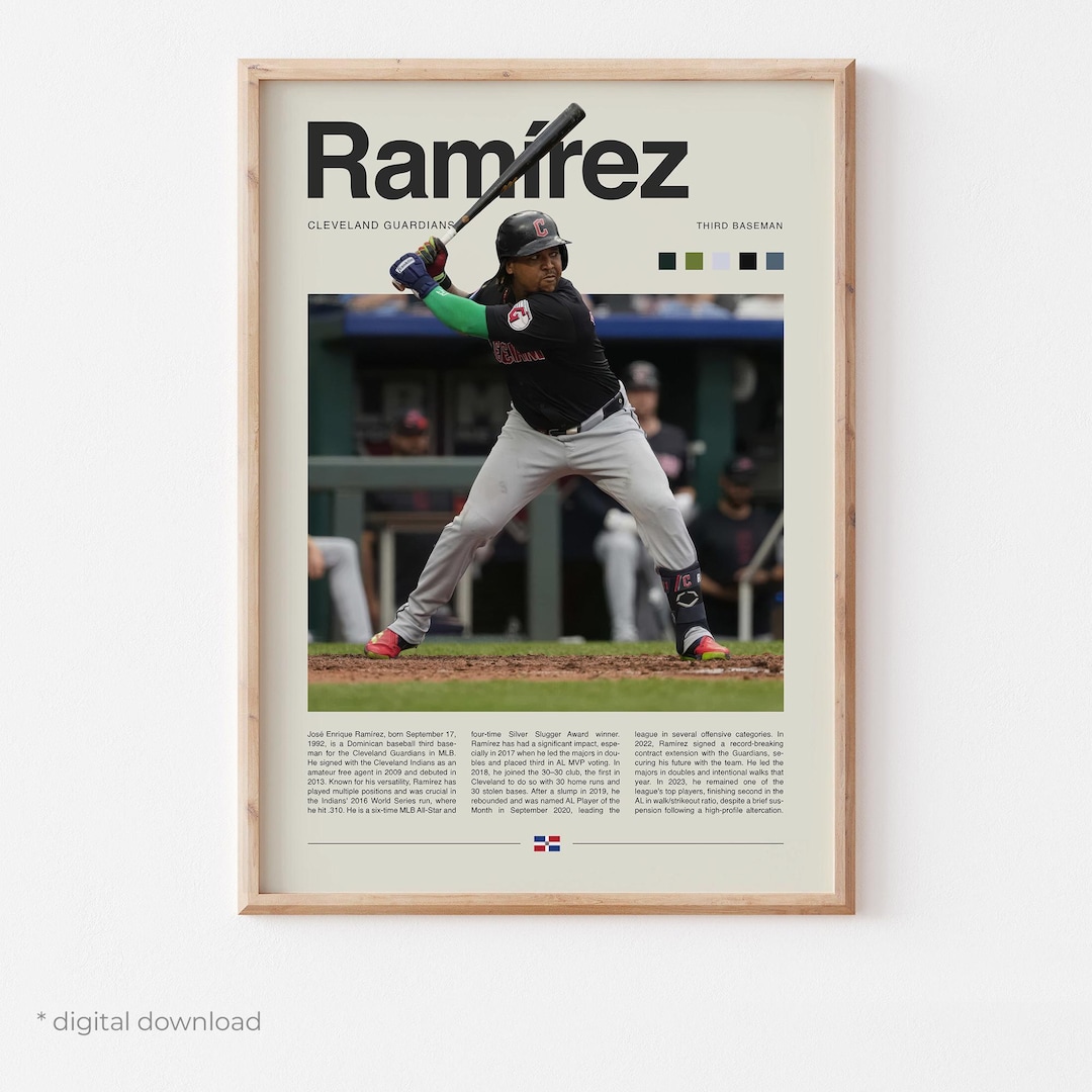 José Ramírez Poster – Baseball Poster Art, MLB Poster, Ramirez Wall Art ...