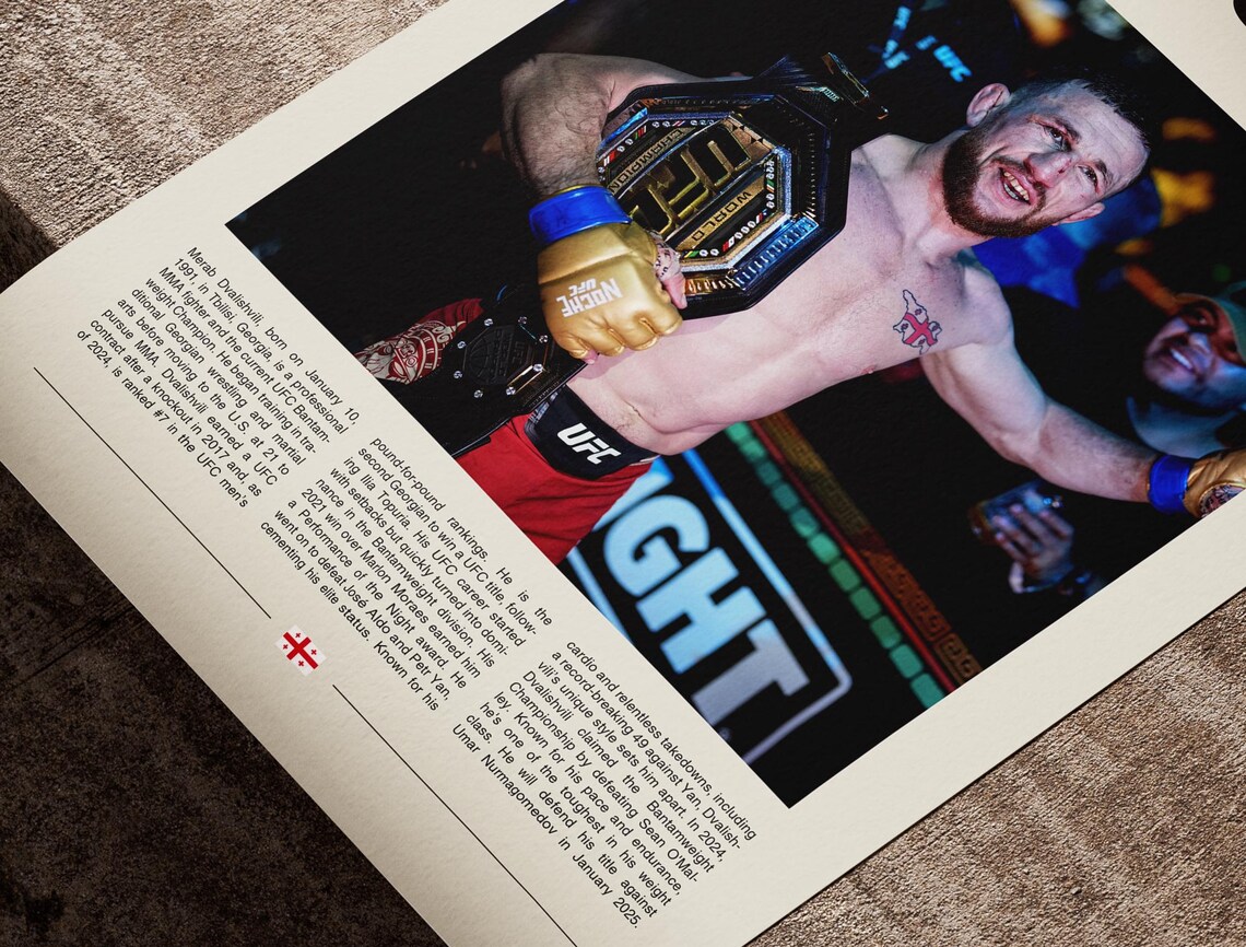 Merab Dvalishvili Poster – MMA Poster, the Machine UFC Fighter Wall Art ...