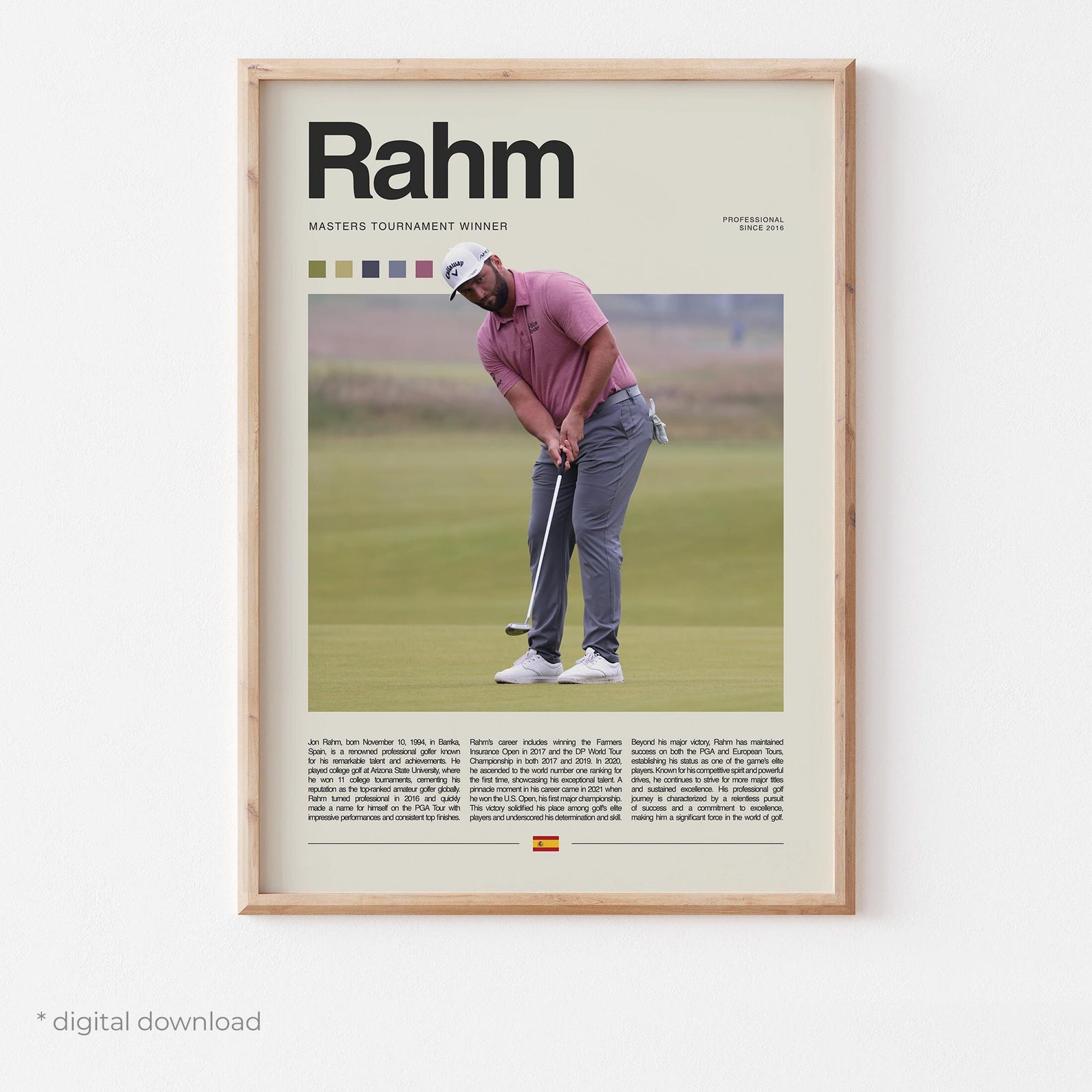 Jon Rahm Golf Poster – Golf Art Print for Rahm Fans, Digital Download ...