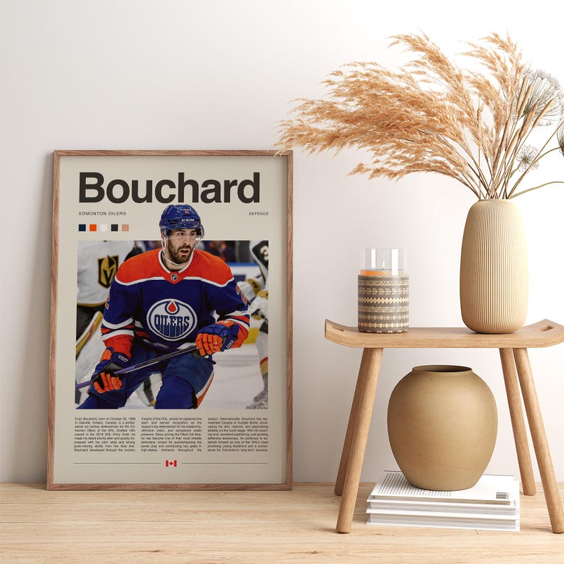 Evan Bouchard Poster – Ice Hockey Wall Art Digital Download, High ...