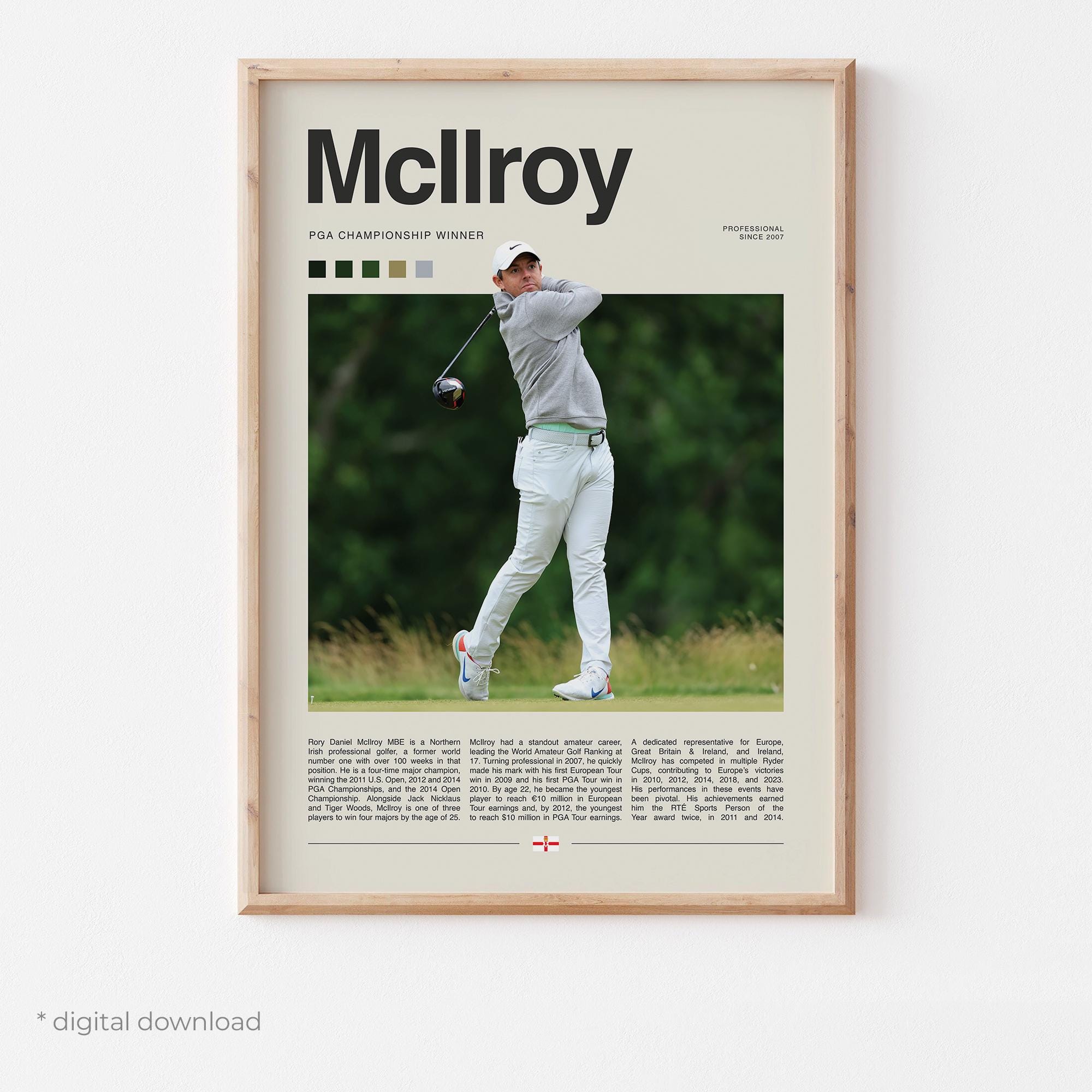 Rory Mcilroy Golf Poster – Golf Art Print for Mcilroy Fans, Digital ...