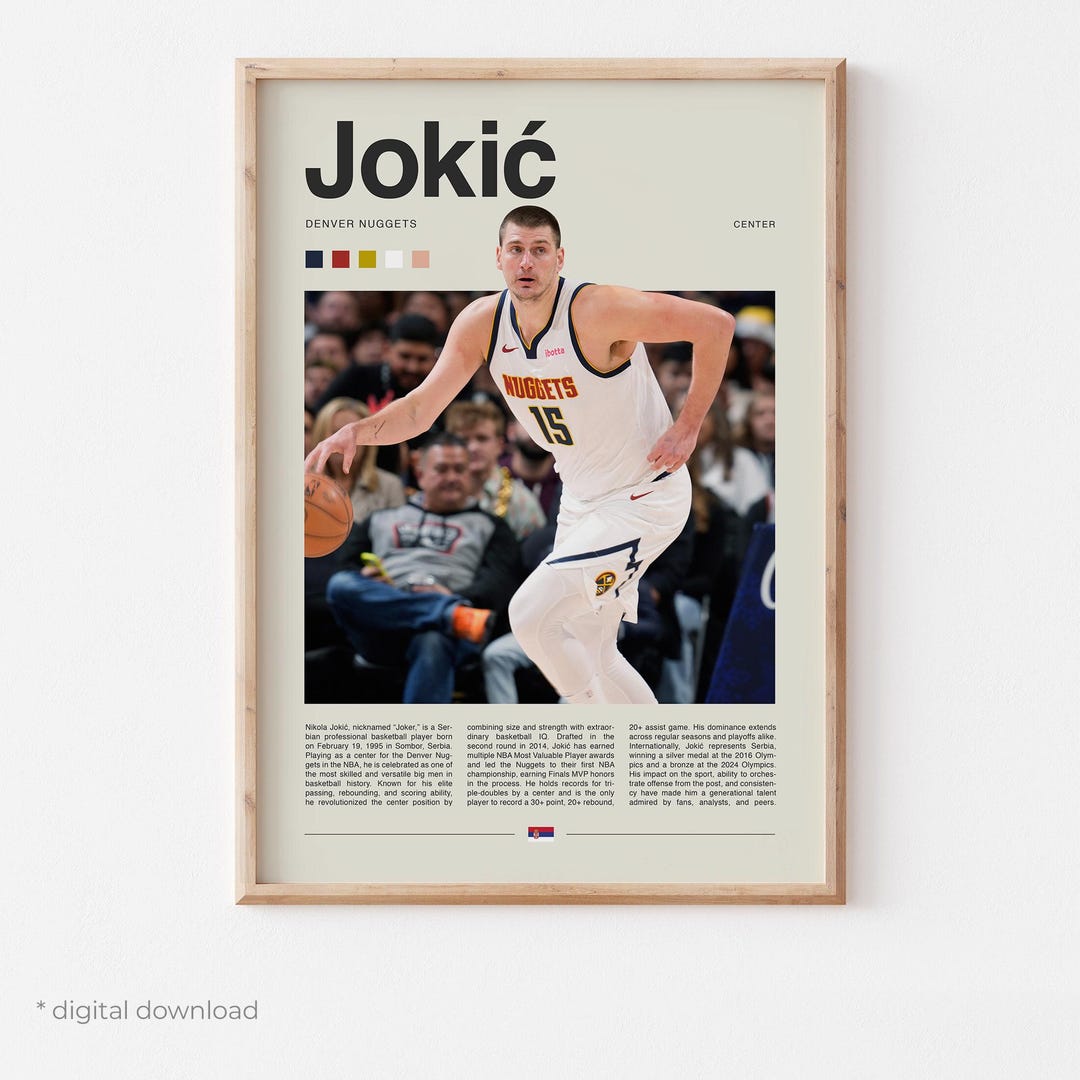 Nikola Jokic Poster – Basketball Wall Art Digital Download, High ...