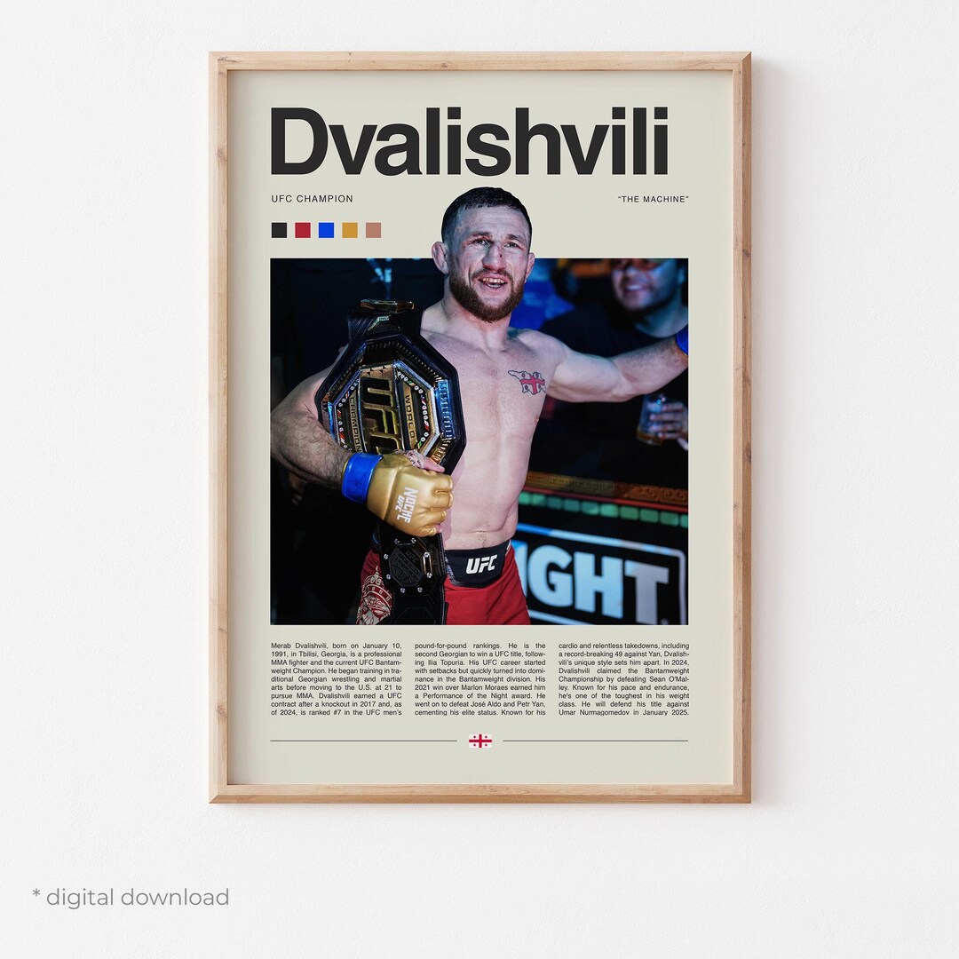 Merab Dvalishvili Poster – MMA Digital Download, UFC Fighter Wall Art ...