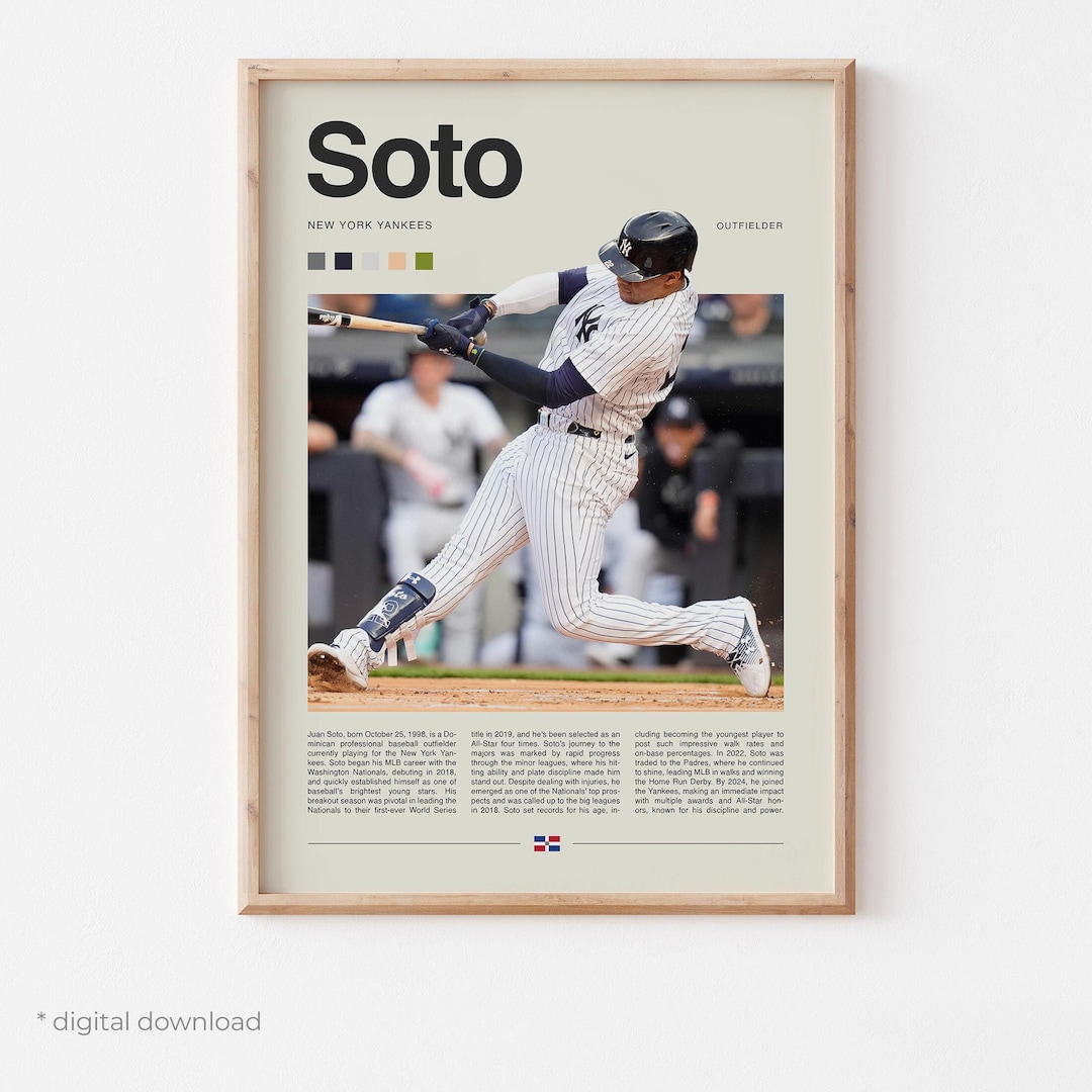 Juan Soto Poster – Baseball Poster Art, MLB Poster, Soto Wall Art ...