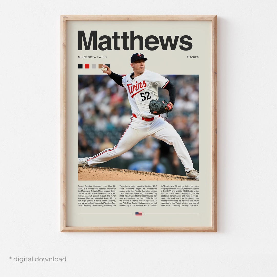 Zebby Matthews Poster – Baseball Poster Art, MLB Poster, Matthews Wall ...