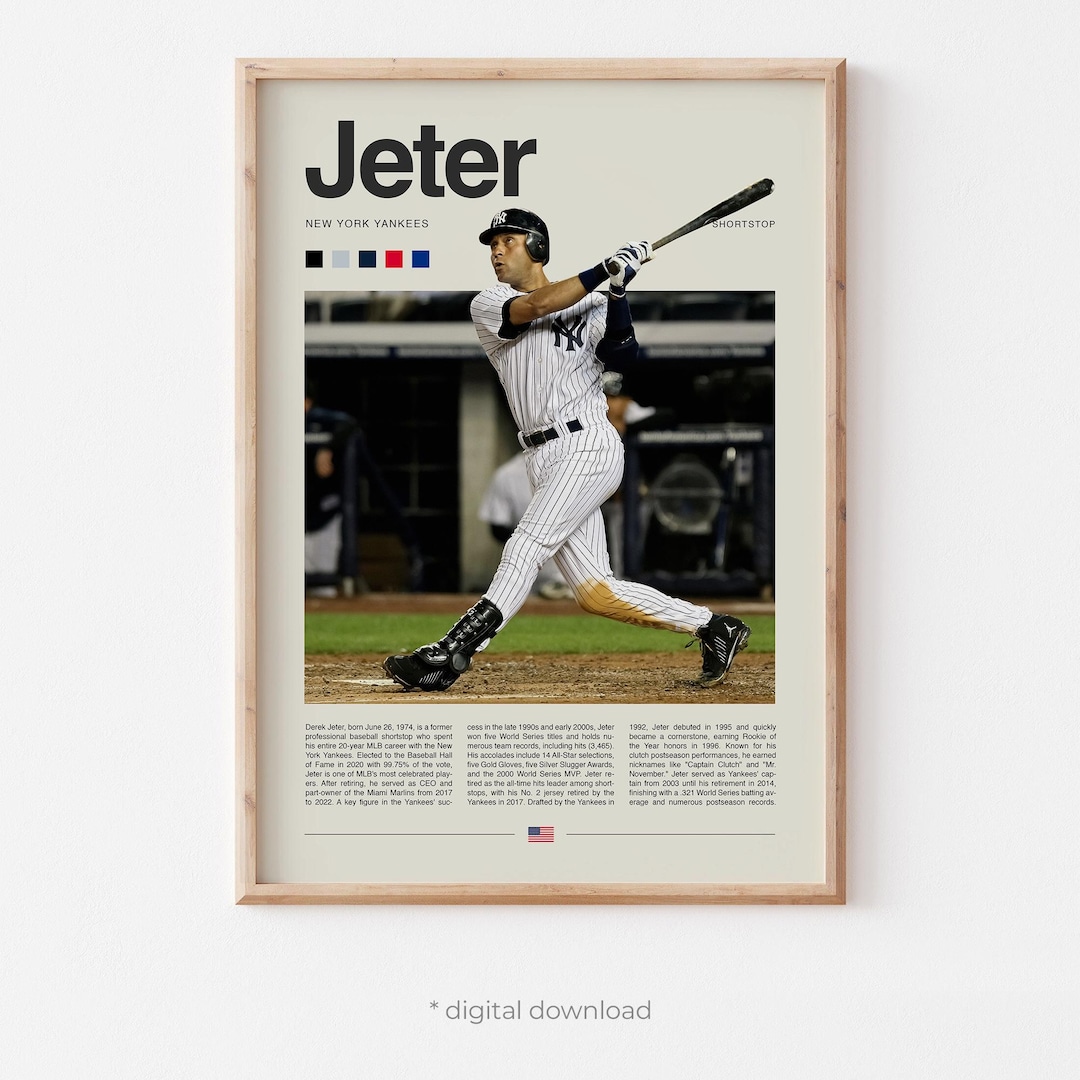 Derek Jeter Poster – Baseball Wall Art Digital Download, High ...