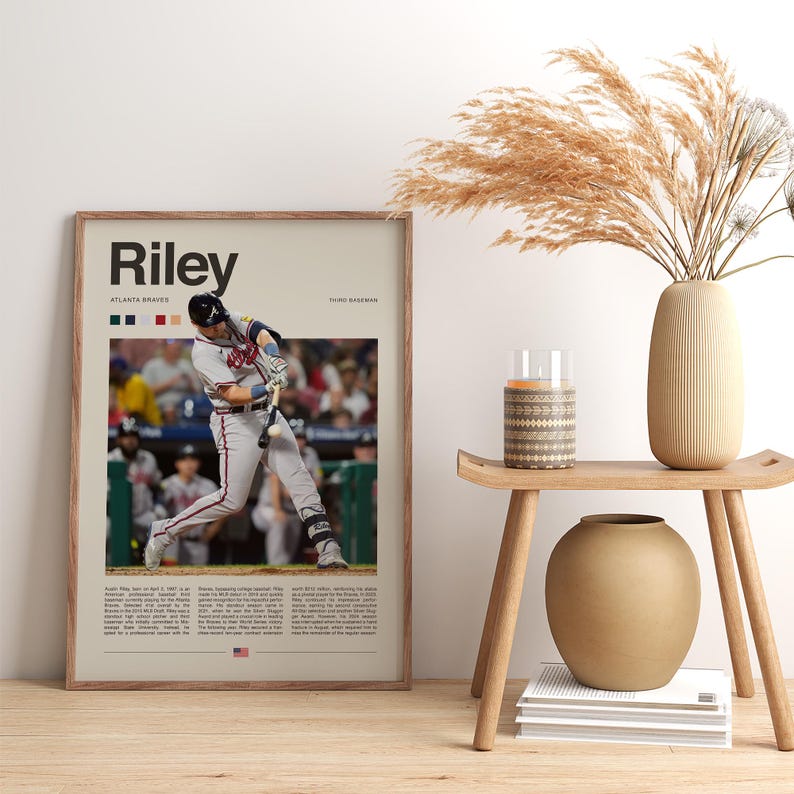 Austin Riley Poster – Baseball Poster Art, MLB Poster, Riley Wall Art ...