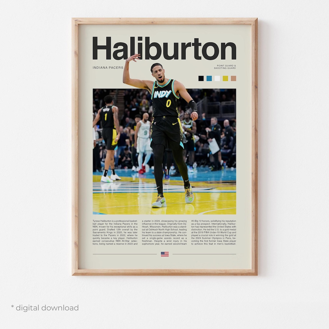 Tyrese Haliburton Poster – Basketball Wall Art Digital Download, High ...
