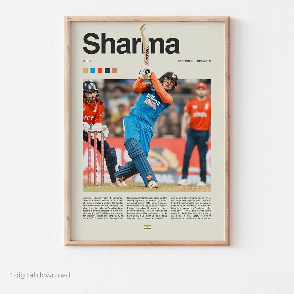 Abhishek Sharma Poster – Cricket Wall Art Digital Download, High ...