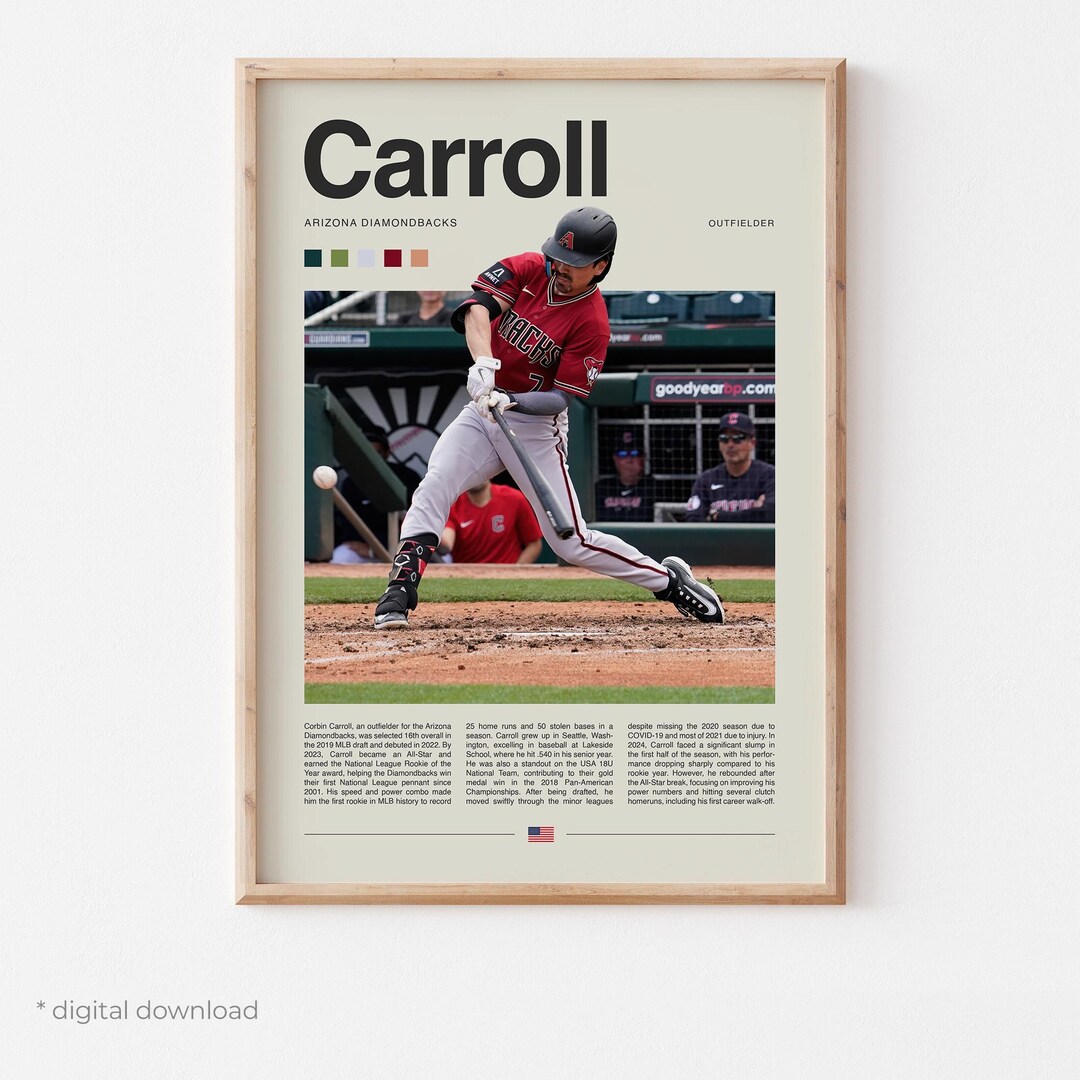 Corbin Carroll Poster – Baseball Wall Art Digital Download, High ...