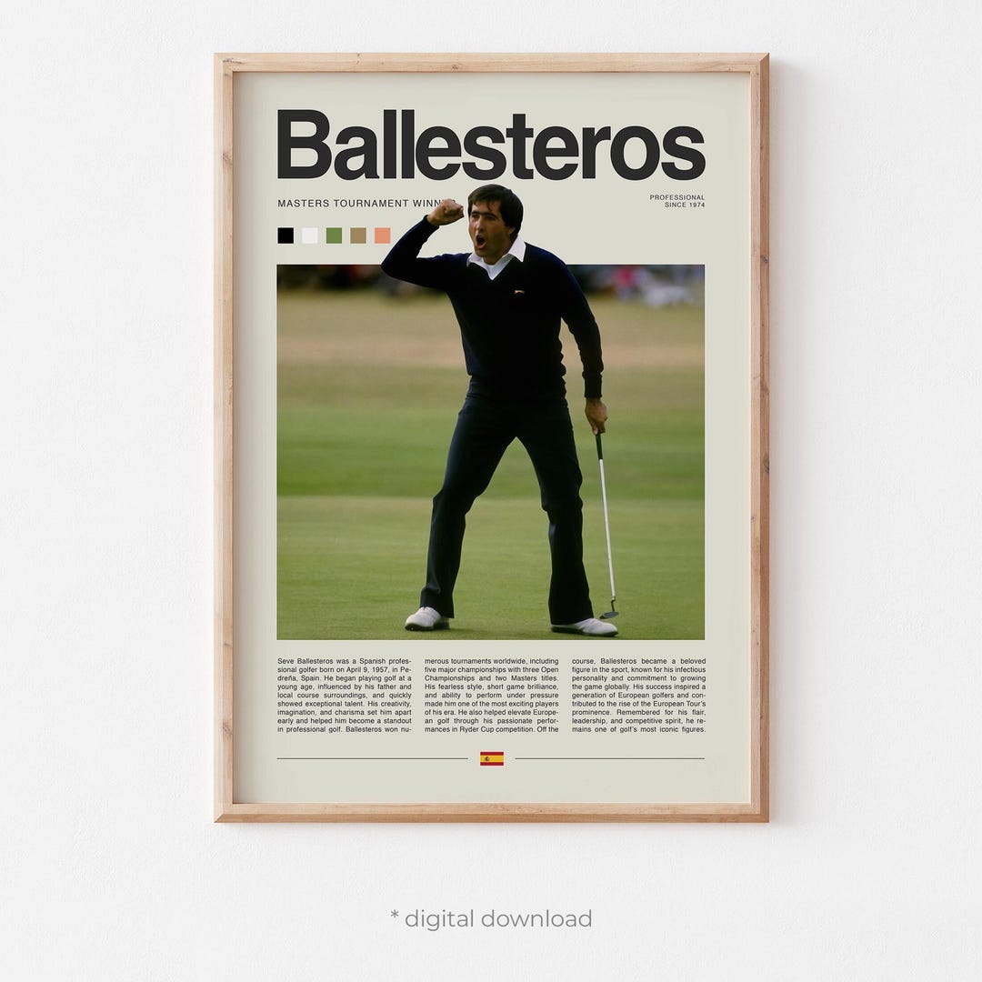 Seve Ballesteros Poster – Golf Wall Art Digital Download, High ...