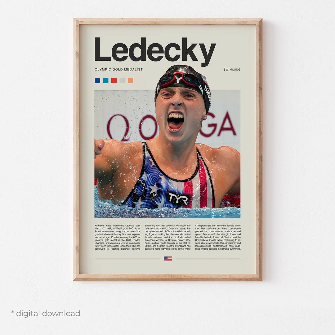 Katie Ledecky Poster – Swimming Wall Prints Digital Download, High ...