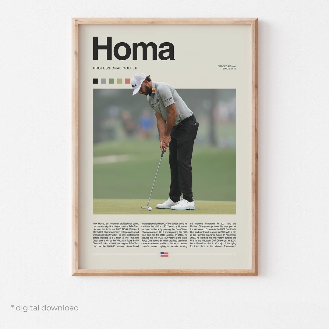 Max Homa Golf Poster – Golf Art Print for Homa Fans, Digital Download ...