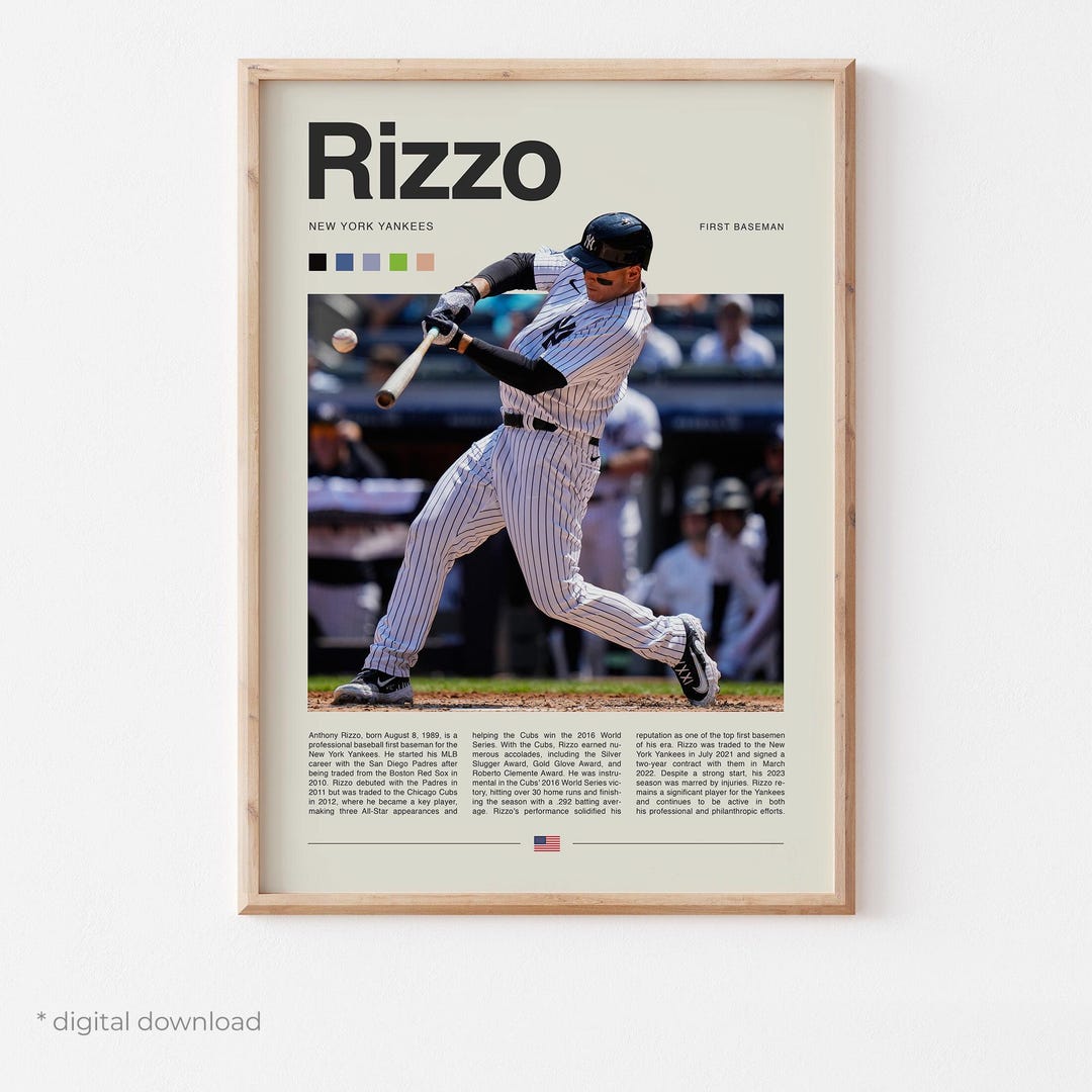 Anthony Rizzo Poster – Baseball Wall Art Digital Download, High ...