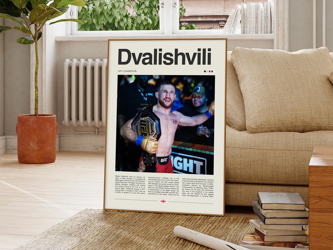 Merab Dvalishvili Poster – MMA Poster, the Machine UFC Fighter Wall Art ...