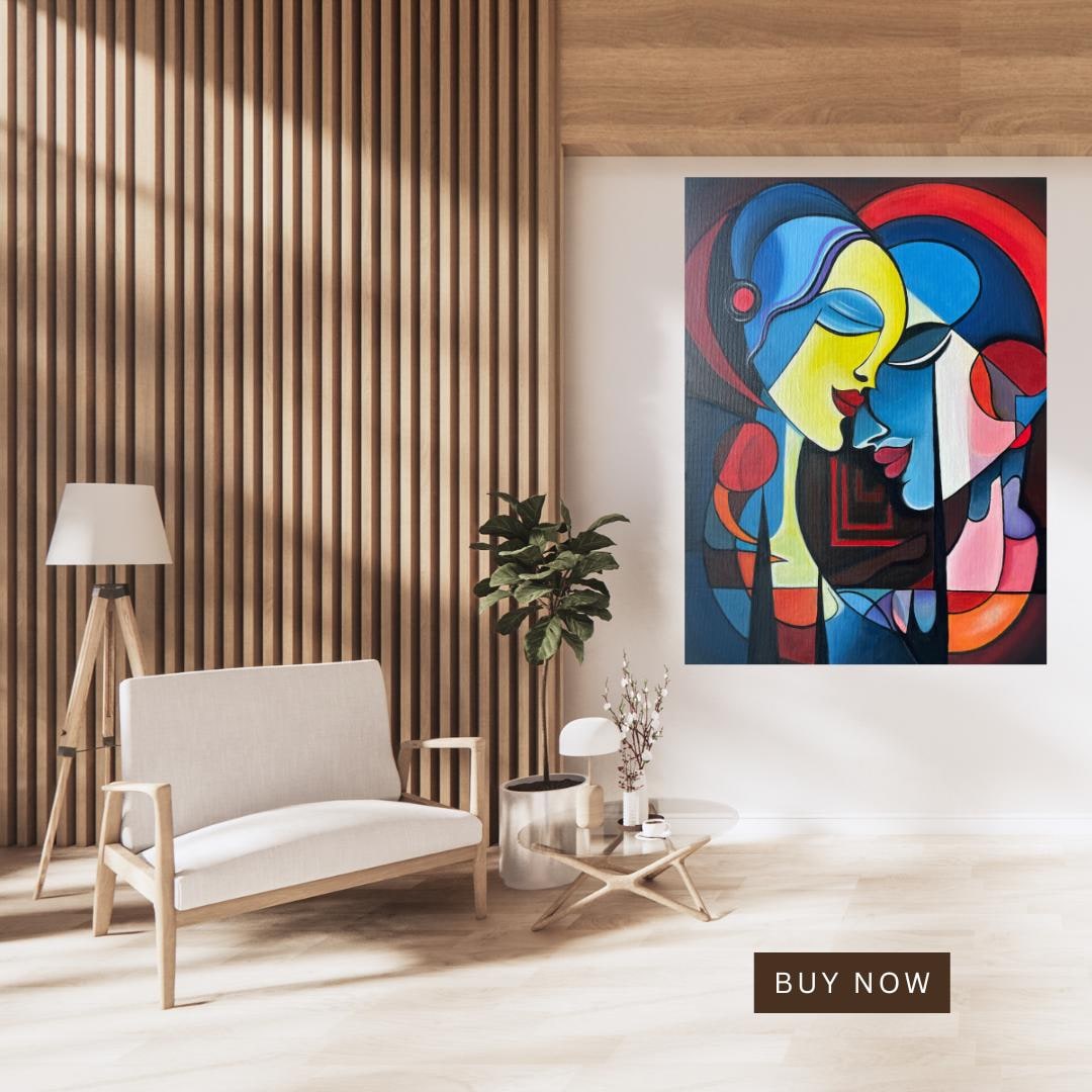 Cubist Womans Portrait Art Style, Cubism Geometric Portrait Art, Bold ...