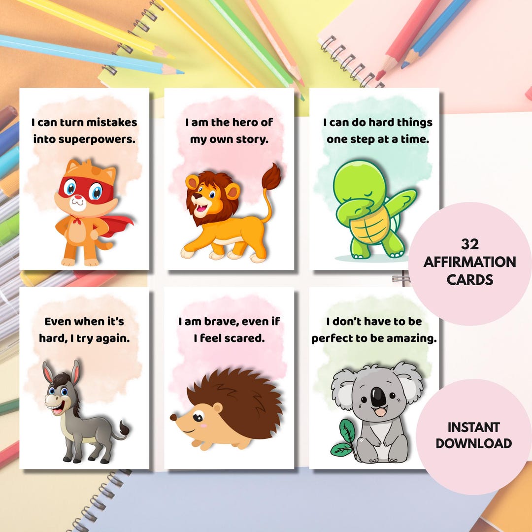 Animal Affirmation Cards for Kids: Positive Lunchbox Notes (PDF ...