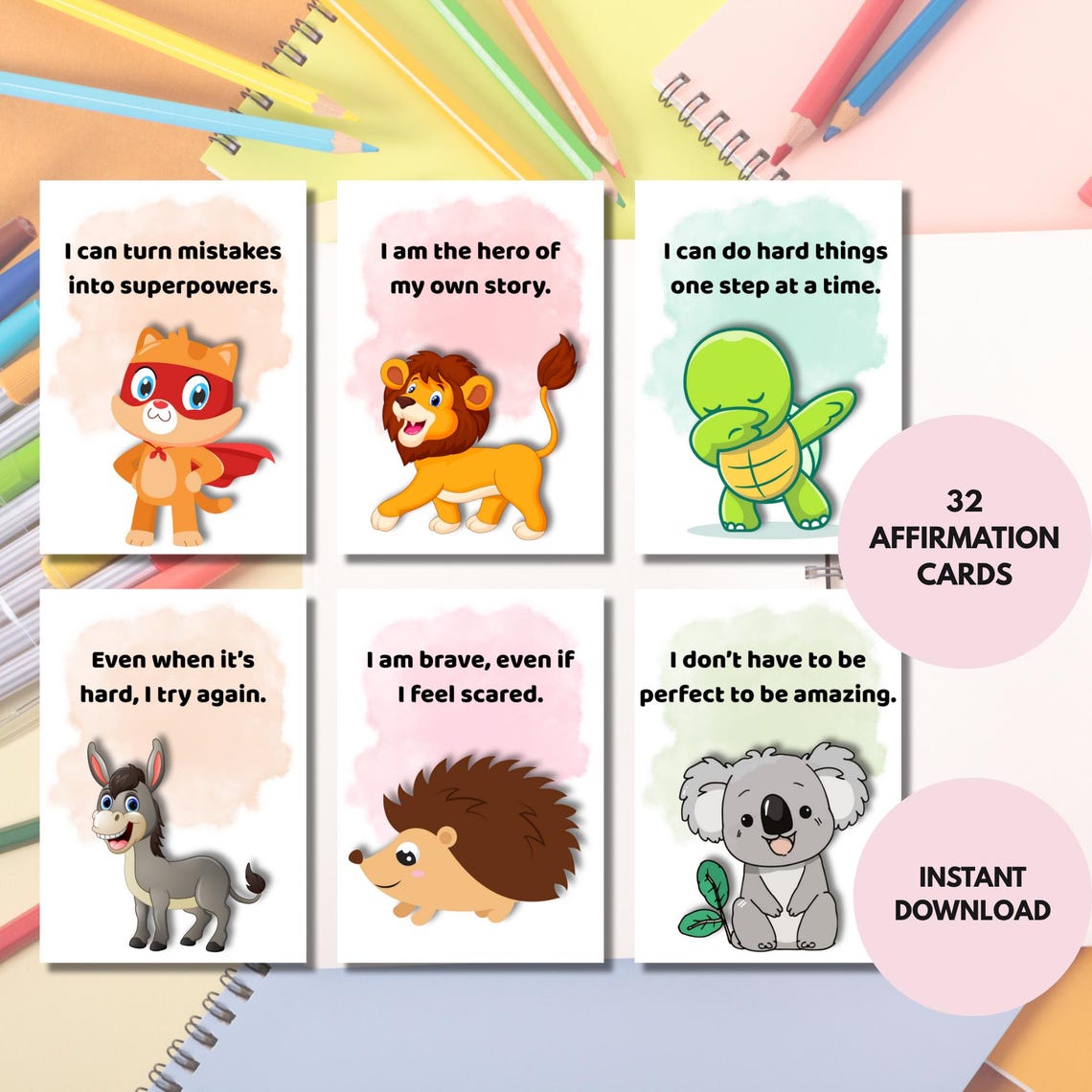 Animal Affirmation Cards for Kids: Positive Lunchbox Notes (PDF ...