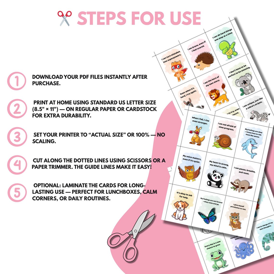 Animal Affirmation Cards for Kids: Positive Lunchbox Notes (PDF ...