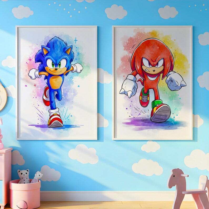 Sonic the Hedgehog Set of 13 Watercolor Wall Art, Game Poster Printable ...