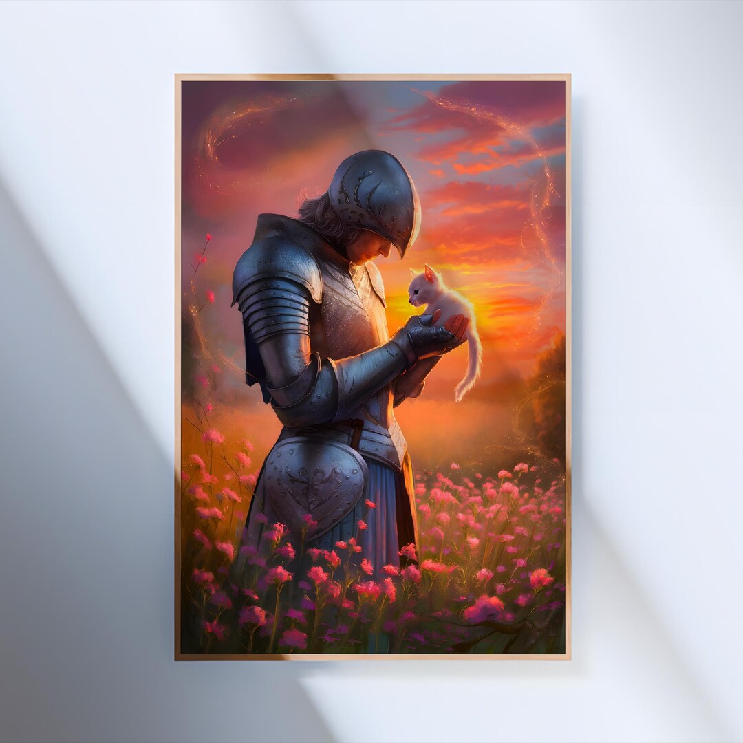 Knight Holding a Cat Wall Art Trendy Poster,digital Download, Printable ...