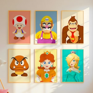 Set of 13 Super Mario & Friends Illustration Poster Set, Super Mario ...