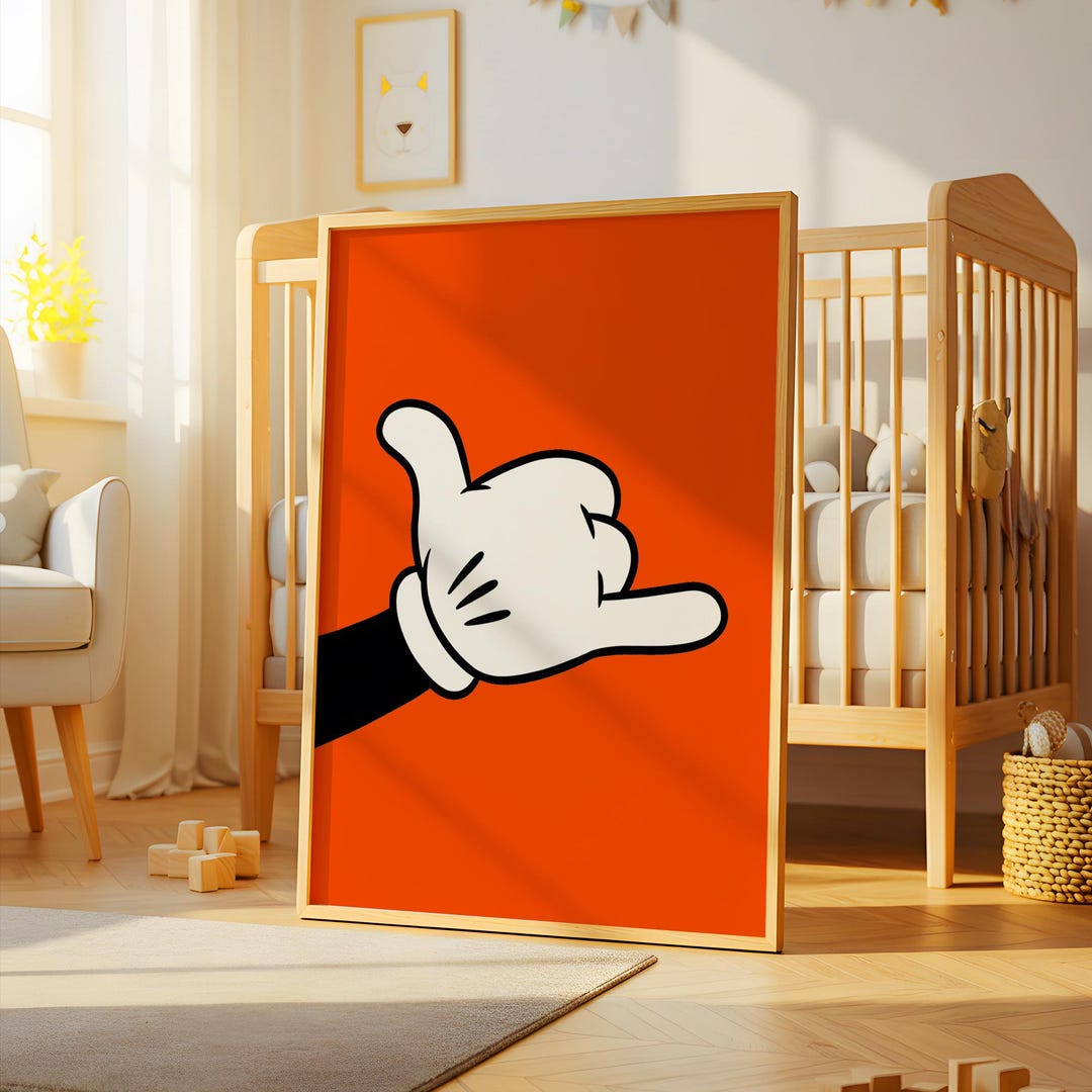 Mickey Mouse Shaka Hand Sign Art Prints: Kids Room Decor (digital ...