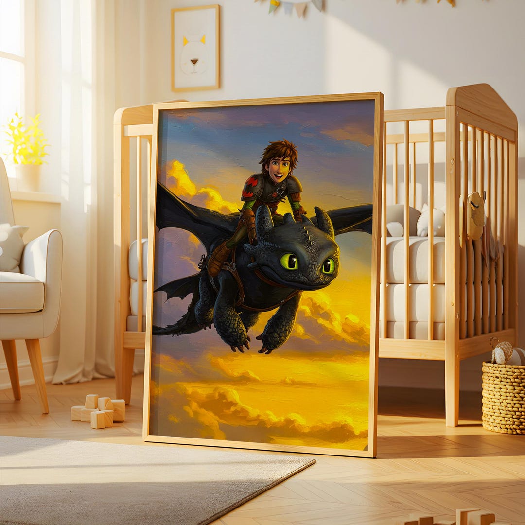 Set of 2 How to Train Your Dragon Wall Art Oil Painting, Toothless ...