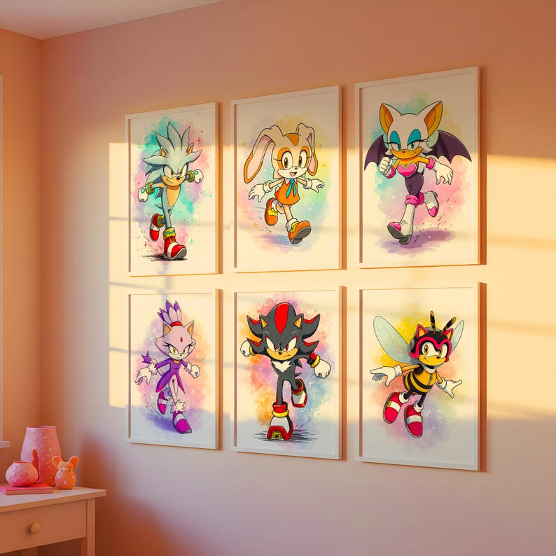 Sonic the Hedgehog Set of 13 Watercolor Wall Art, Game Poster Printable ...
