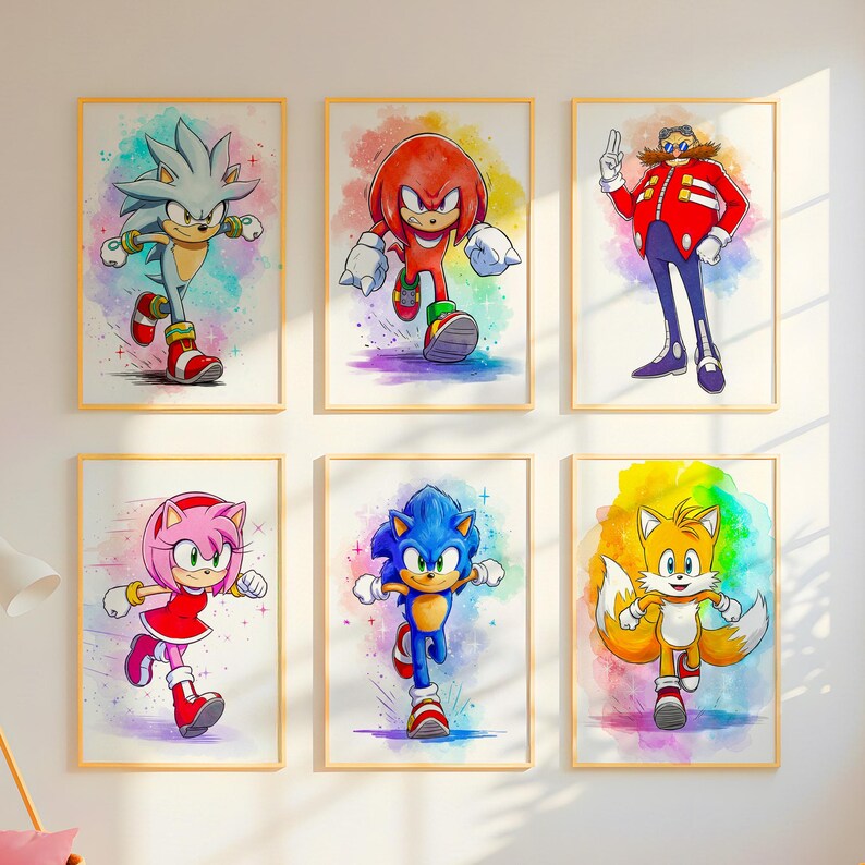 Sonic the Hedgehog Set of 13 Watercolor Wall Art, Game Poster Printable ...