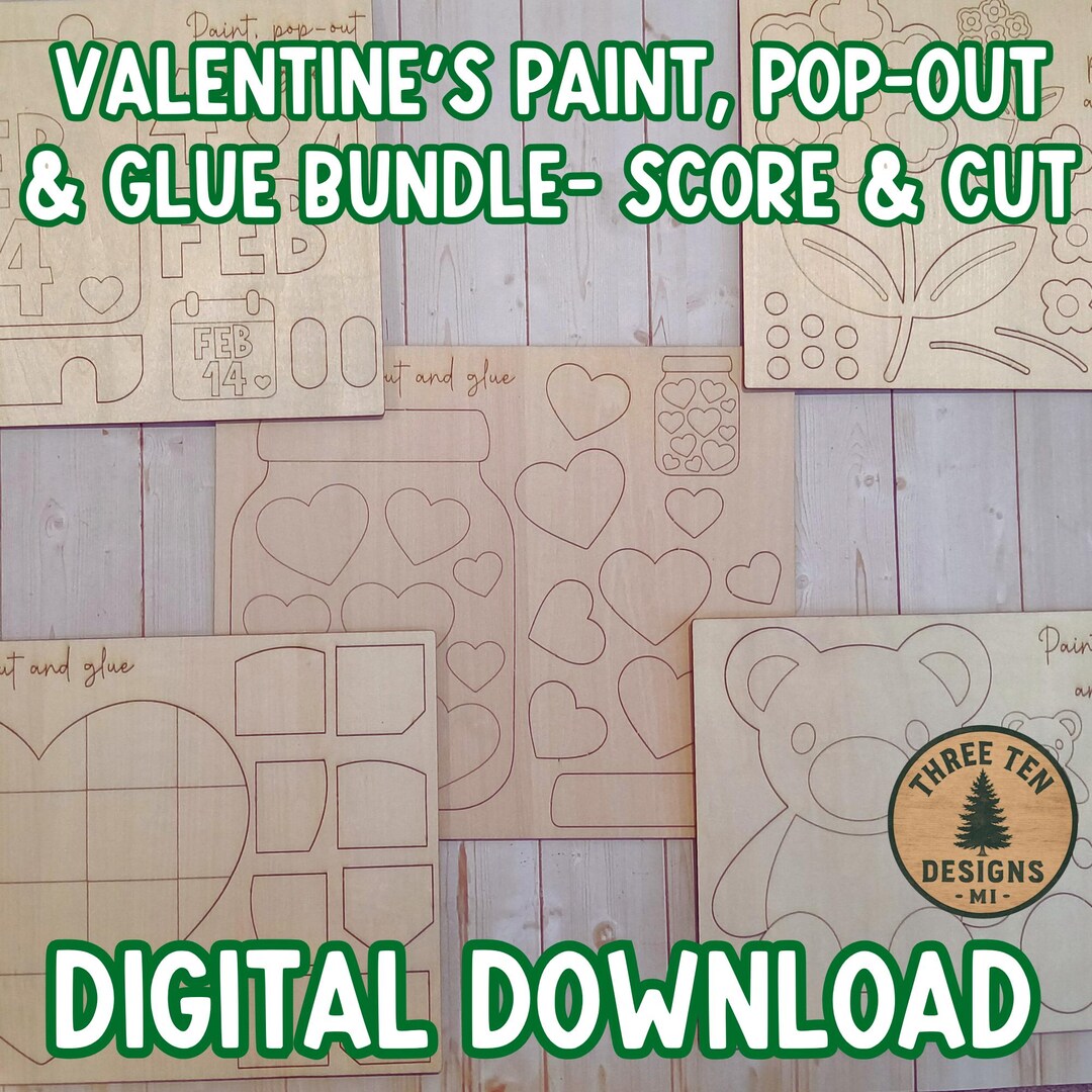 DIGITAL DOWNLOAD Valentine Paint, Pop-out and Glue SVG Bundle, Kids ...