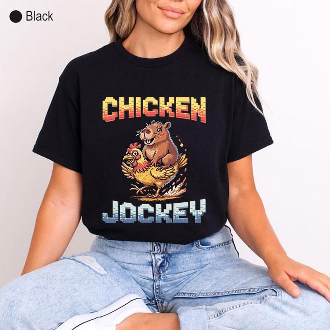Chicken Jockey Capybara Lovers Pixel Art Gamer Funny T-shirt - Etsy