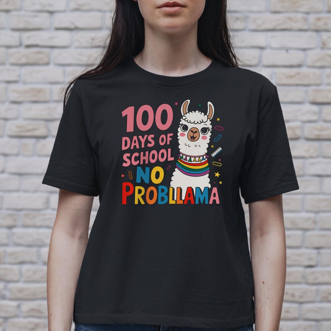 100 Days of School No Probllama Svg Png, 100 Days of School Png, Back ...