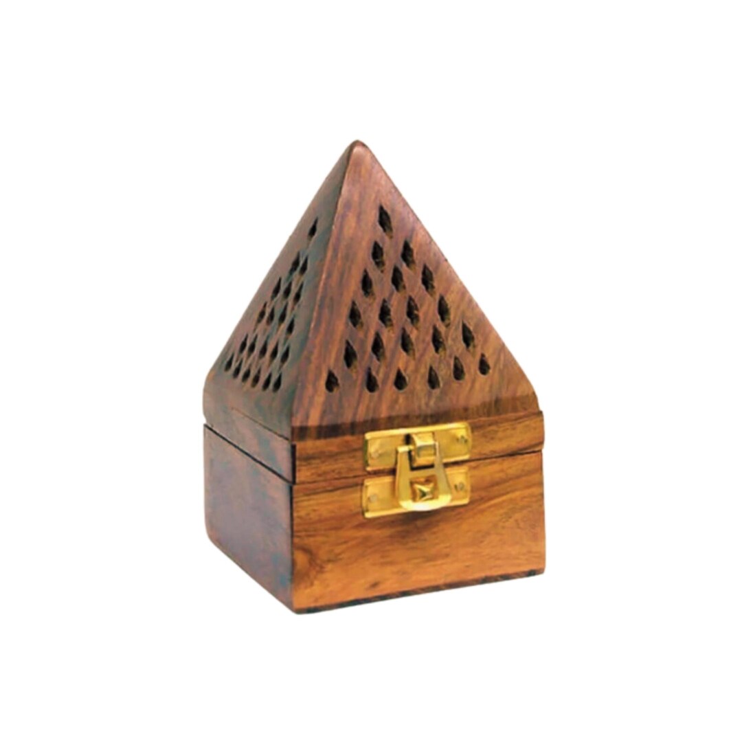 Wooden Pyramid Incense Burner Box | Handmade Conical Aromatherapy ...