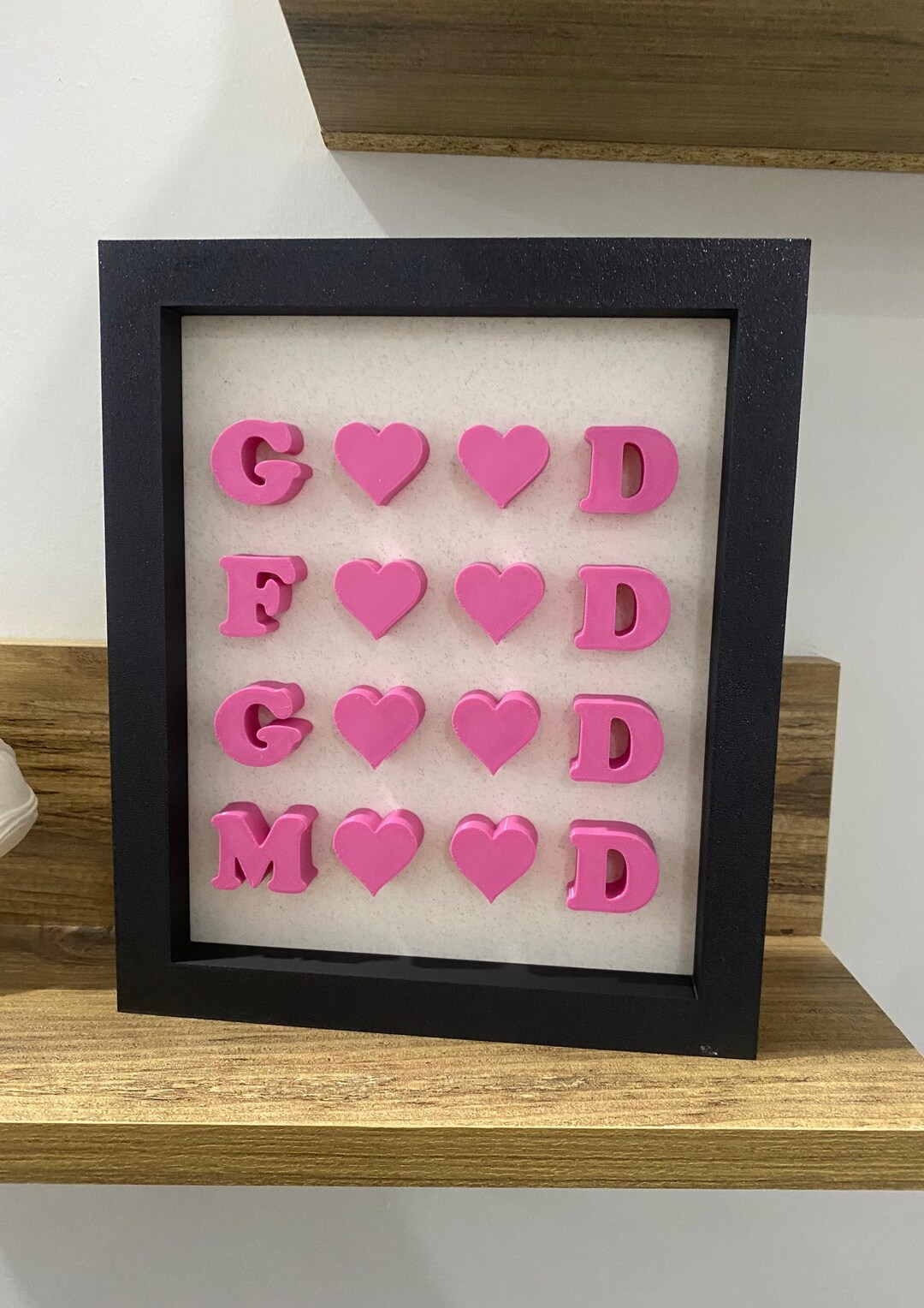 Unique 3D Pink Heart & Letter Wall Art Decor Handmade Home Art Good ...