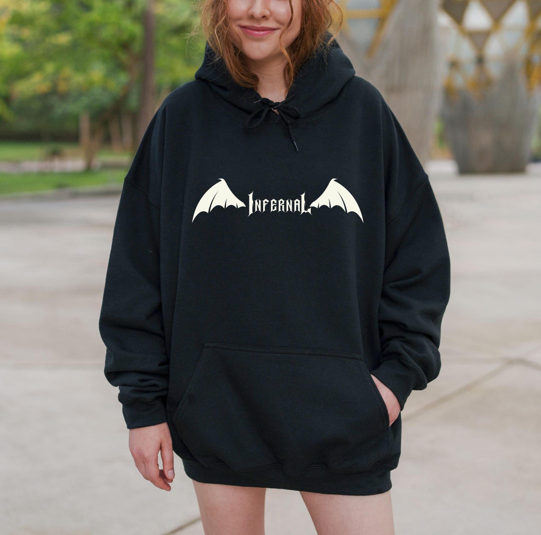 Gothic Bat Wings Hoodie, Infernal Quote Sweatshirt, Alternative Lovers ...