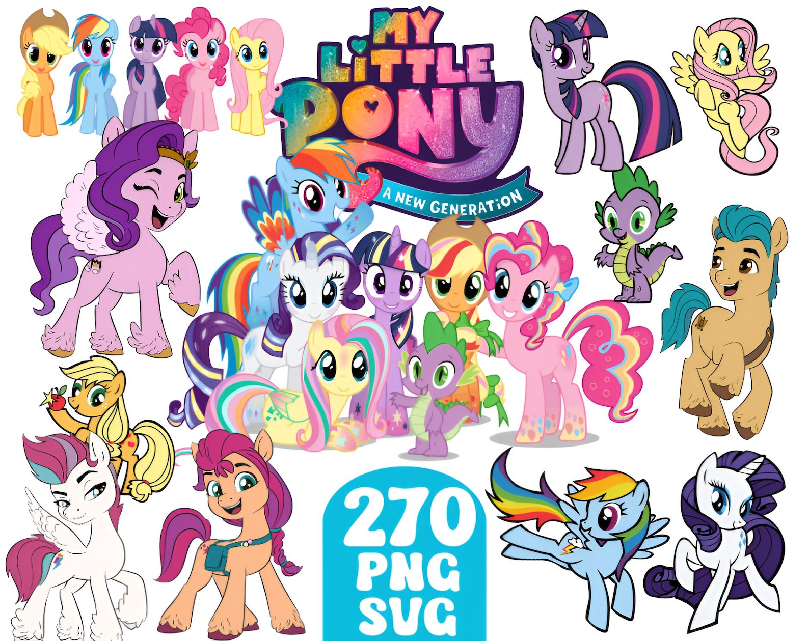 My Little Pony PNG Bundle, My Little Pony Svg, Cute Pony Clipart, Rainbow Pony PNG, Pony ...