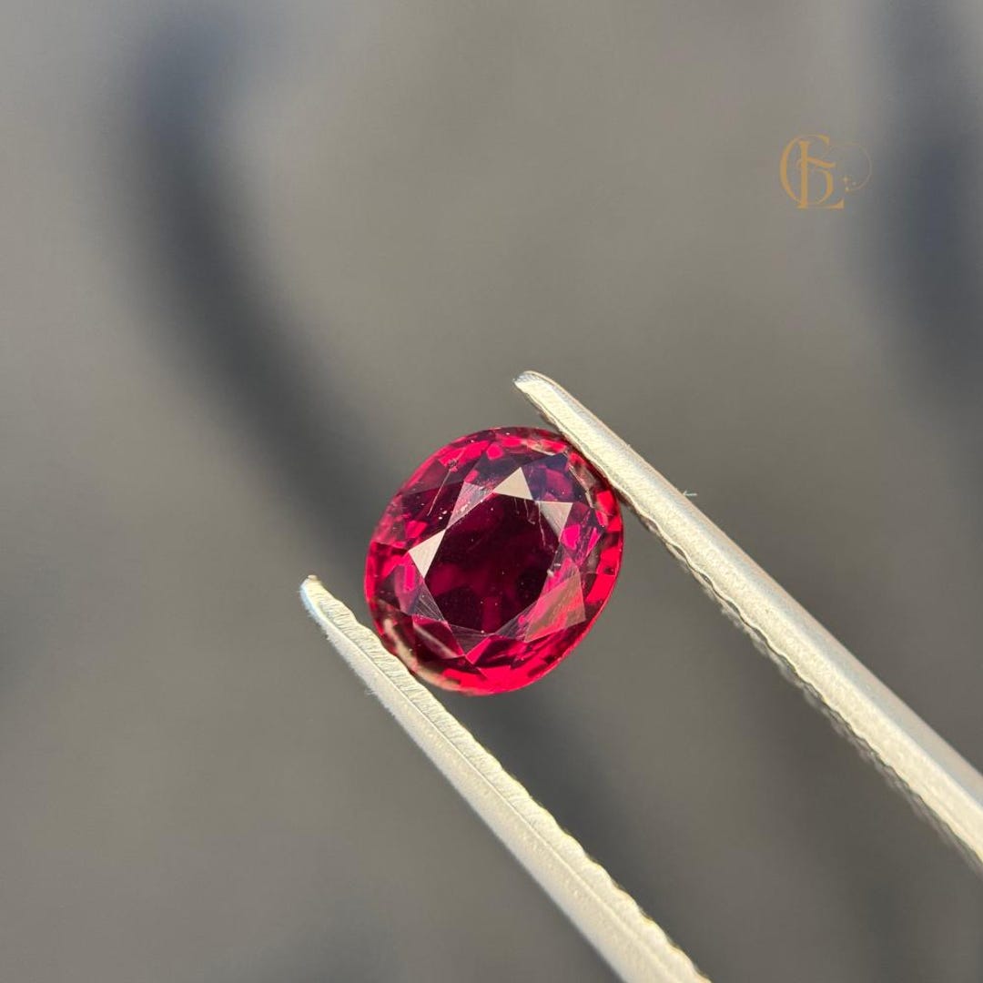 Pigeon Blood Red Natural Ruby Gemstone, 1.13CT Certified Oval Faceted Ruby, Madagascar Origin No ...