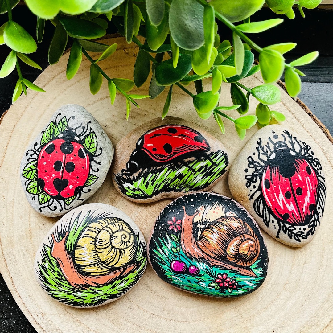 Hand-painted Stones Mushrooms Forest | Forestcore Cottagecore Home ...