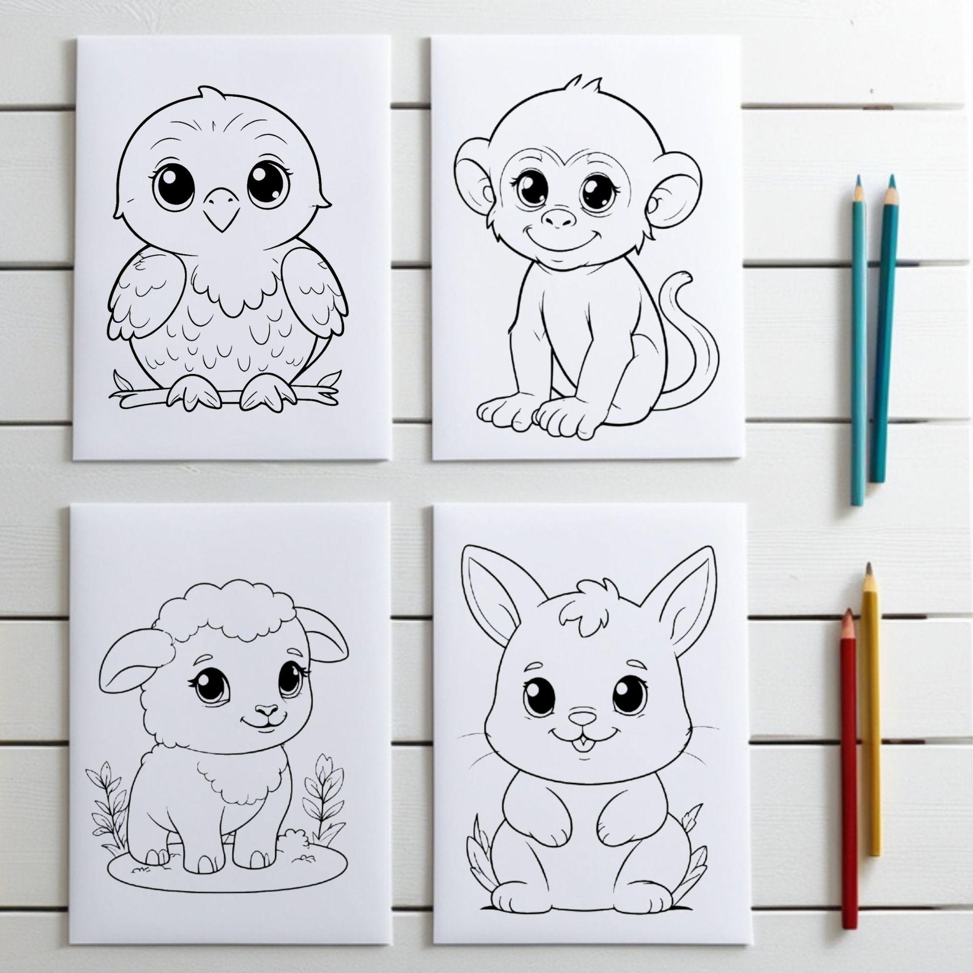 Coloring Book, Cute Baby Animals, 47 Different Animals, Easy to Color ...