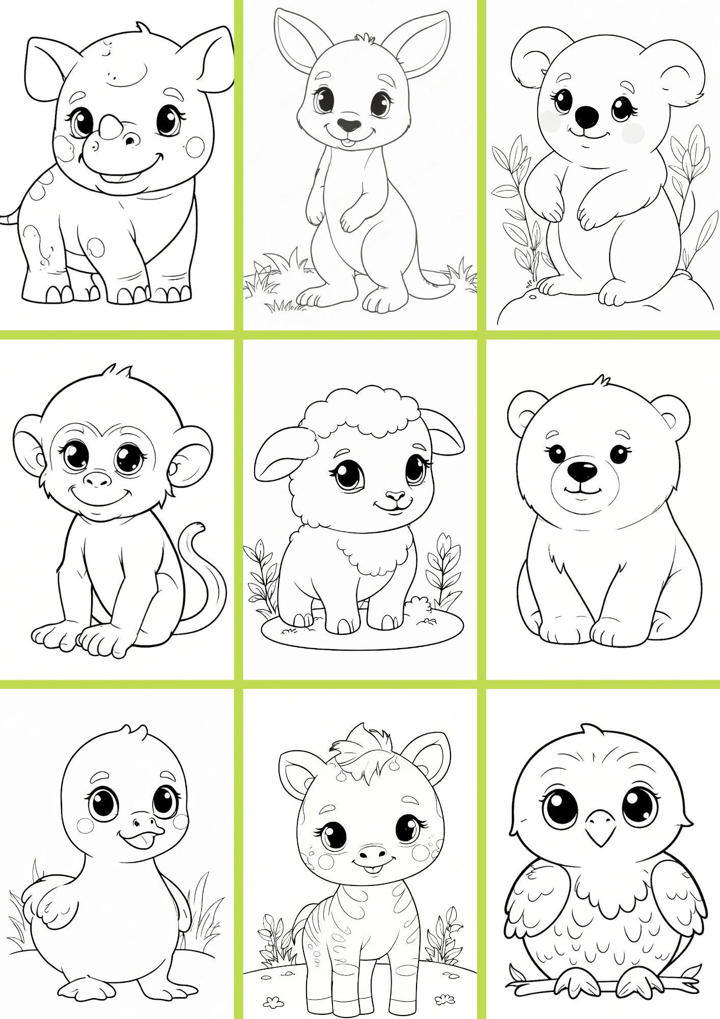 Coloring Book, Cute Baby Animals, 47 Different Animals, Easy to Color ...