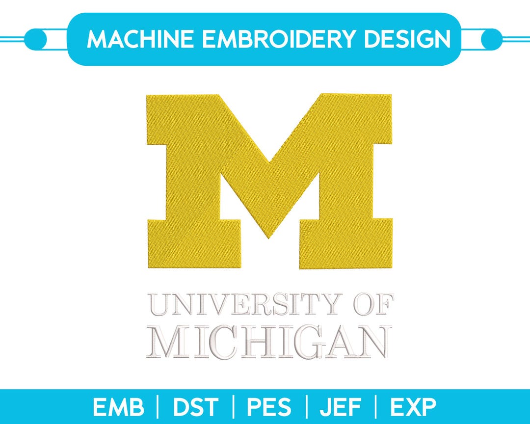 University of Michigan Embroidery Design, College Block M Logo, Machine ...