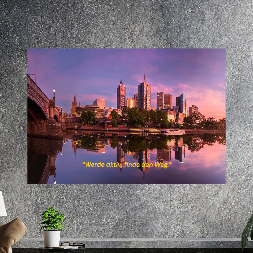 Melbourne Skyline Poster Sunset Motivational Wall Art "take Action ...