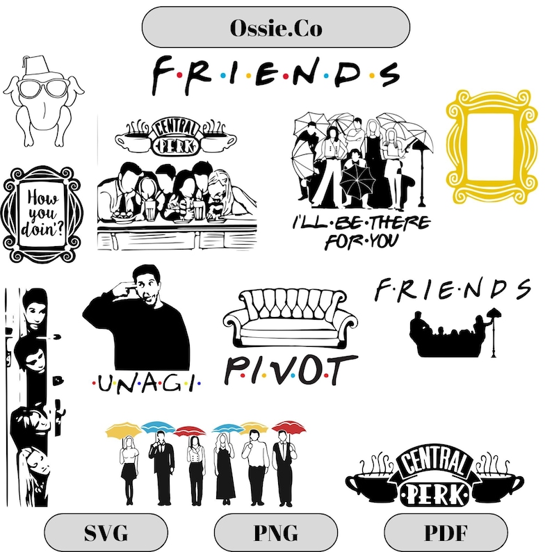 Friends SVG, TV Series Svg, Friends Svg Bundle, Glowforge, Cricut ...