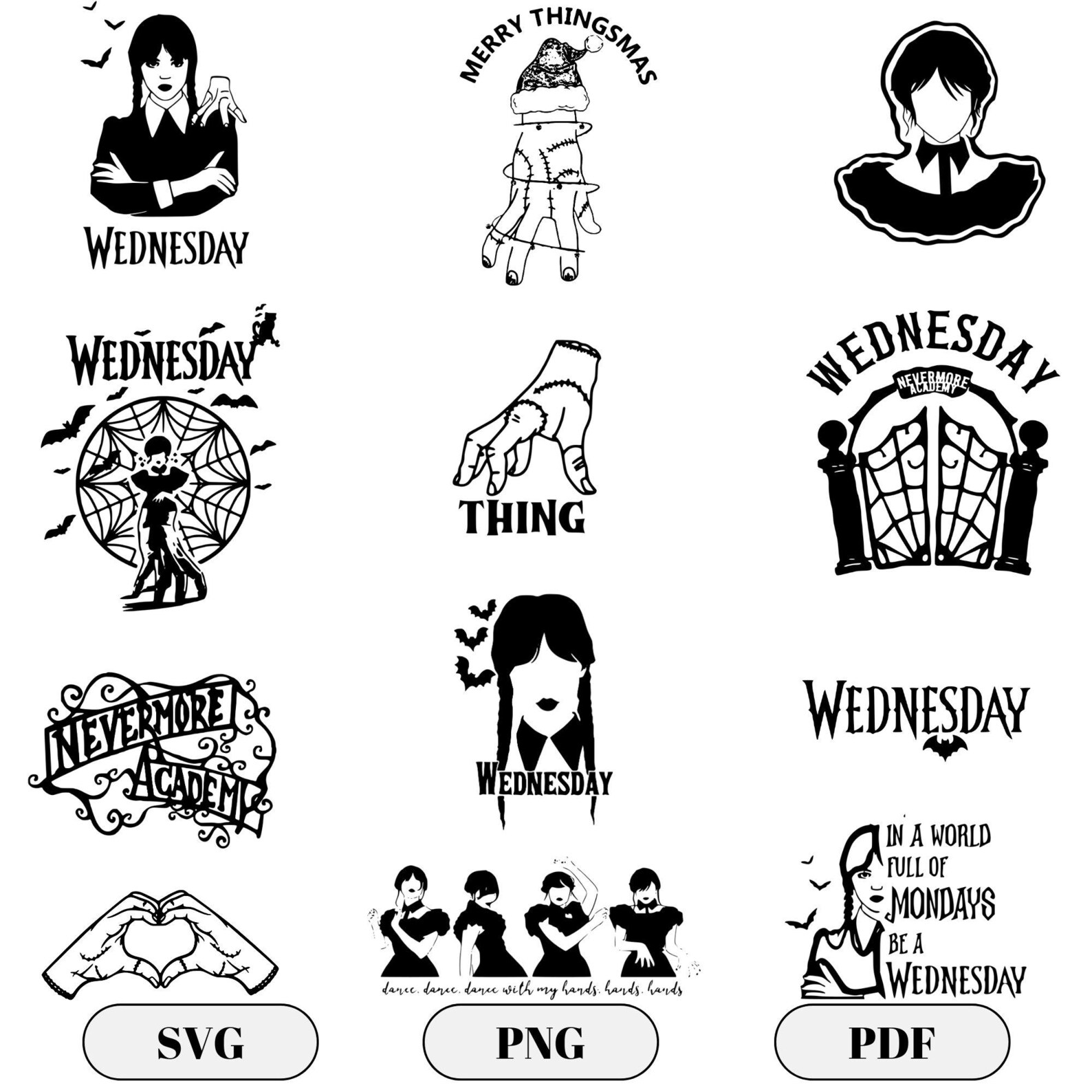 Wednesday Addams SVG Bundle, Digital Download, Png, Wednesday Dance Svg ...